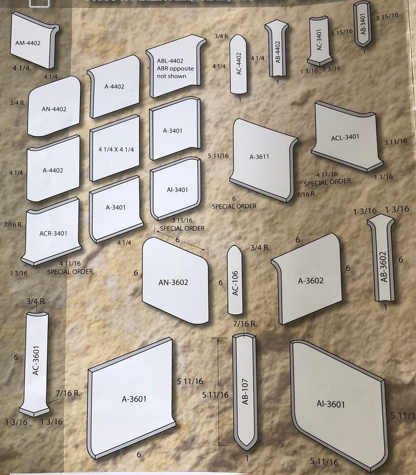 Discontinued American Olean 4 1/4" field Tile Counter Edges & many ...