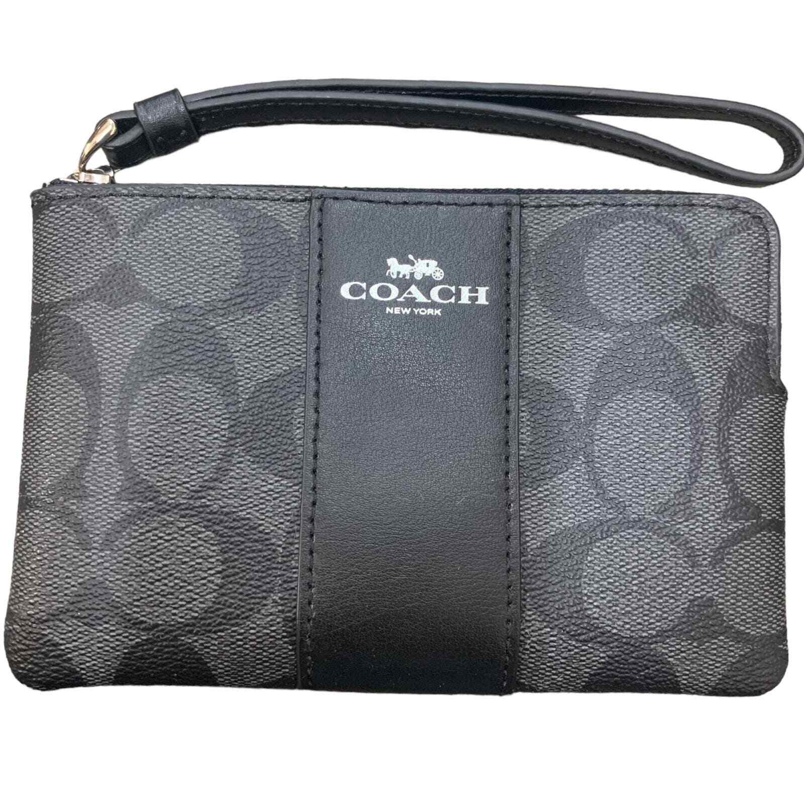 Coach Corner Zip Wristlet with signature canvas with … - Gem