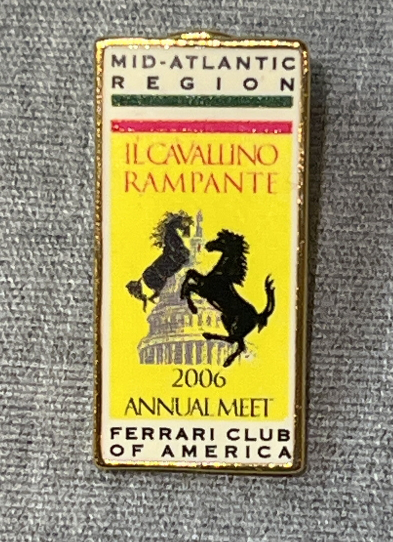 FERRARI Mid-Atlantic 2006 Region Club of America FCA Club Lapel Pin Hat ...