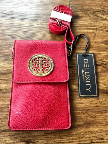 Luxury Red Leather Deluxity Cross Body Card Slot Wallet Case For iPhone ...