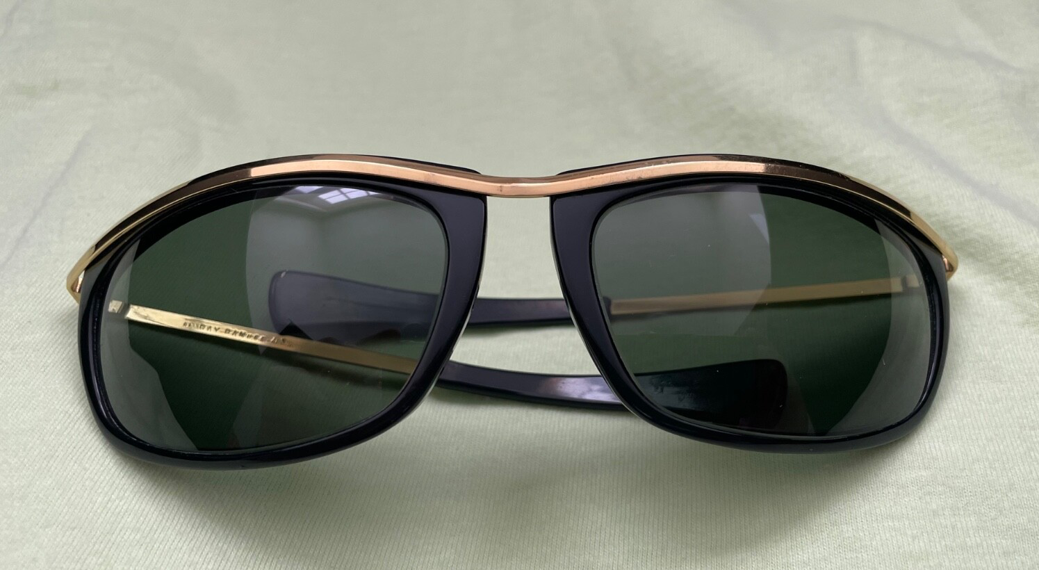 Vintage B&L Ray-Ban Olympian Sunglasses Black/Gold - Etched Lenses ...