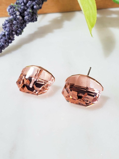 Swarovski Pink Lucent Single Stud Earrings Rose-gold tone plated ...