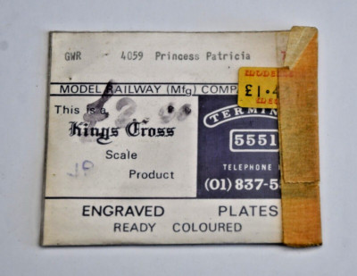 (Mfg) Company Ltd Engraved Plates-Kings Cross Scale 4059 GWR PRINCESS ...