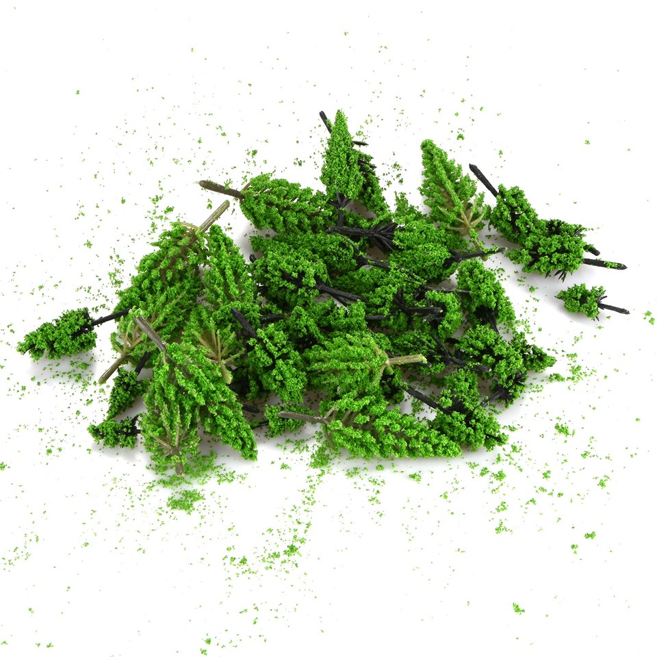 50PCS Miniature Trees Model Train Railroad Wargame Scenery Landscape ...