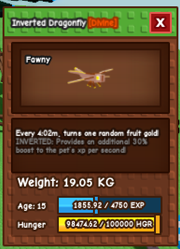 Inverted Dragonfly - 80kg before mutation - Grow A Garden Roblox | eBay