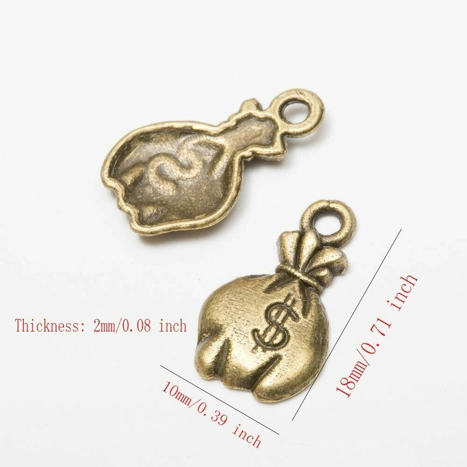 10 Money Bag Charms Loot Pendants Bank Robber Old West Findings Jewelry ...