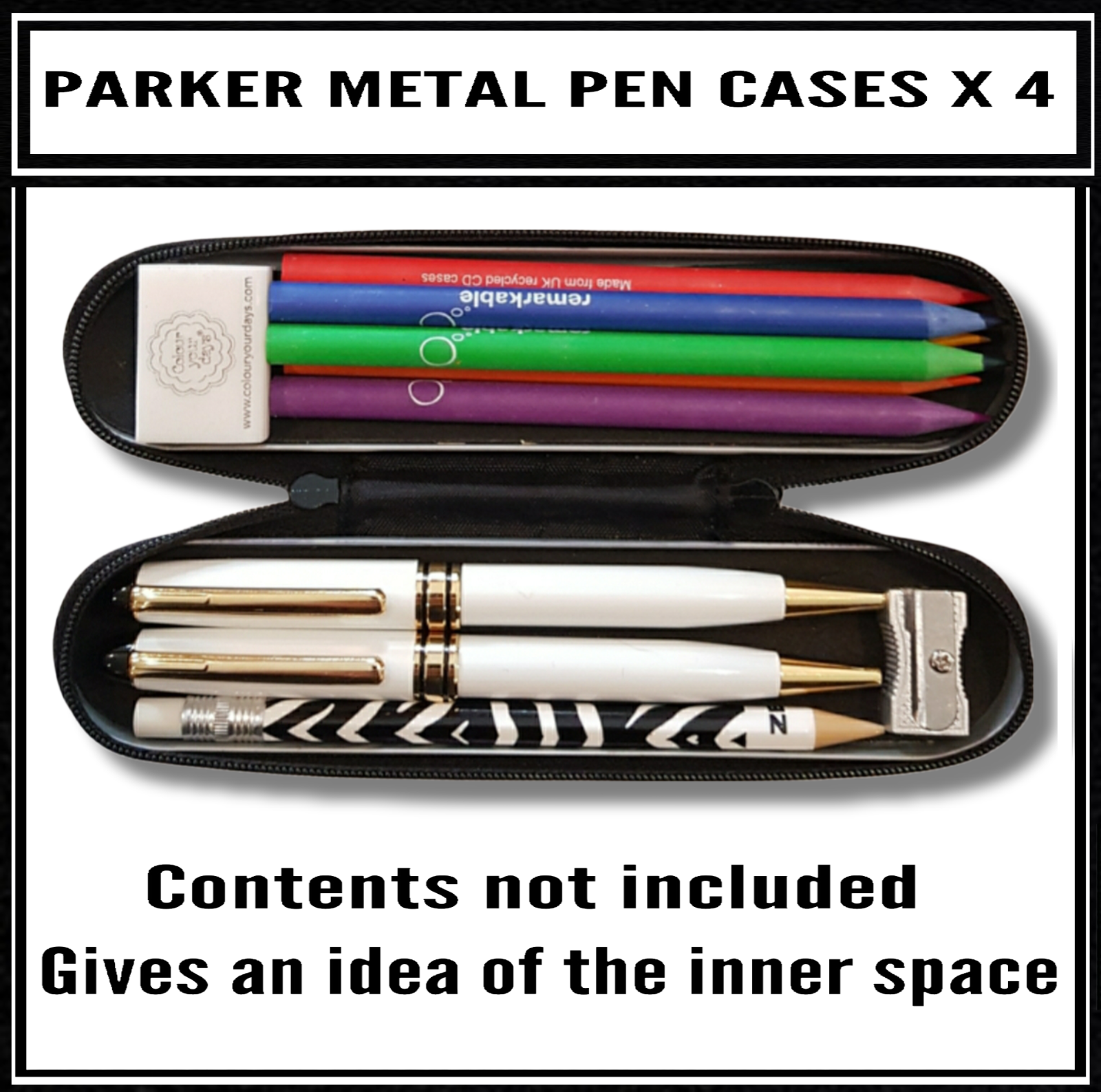PARKER pen box x 4 empty Presentation Metal gift box zipper locked ...