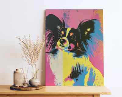 Andy Warhol Style Papillion Dog, Colorful Pet Wall Art Canvas Unframed ...