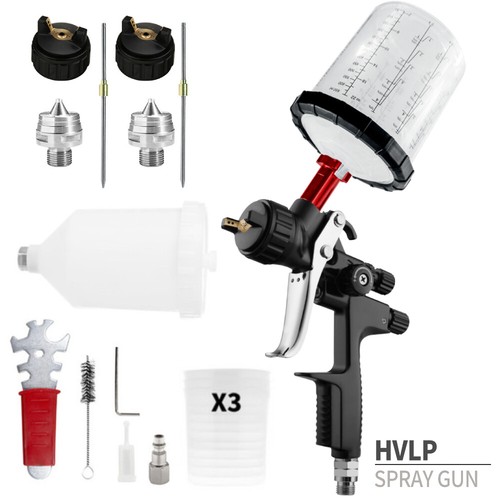 Air Spray Paint Gun 1.3mm 1.7mm Nozzle Car Painting Sprayer Kit w/ Mix ...