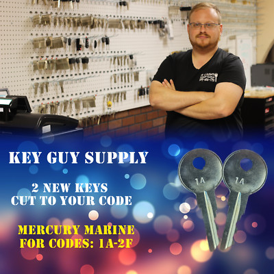 1A-2F, Pair Of keys cut for Mercury marine boat ignition key, licensed ...