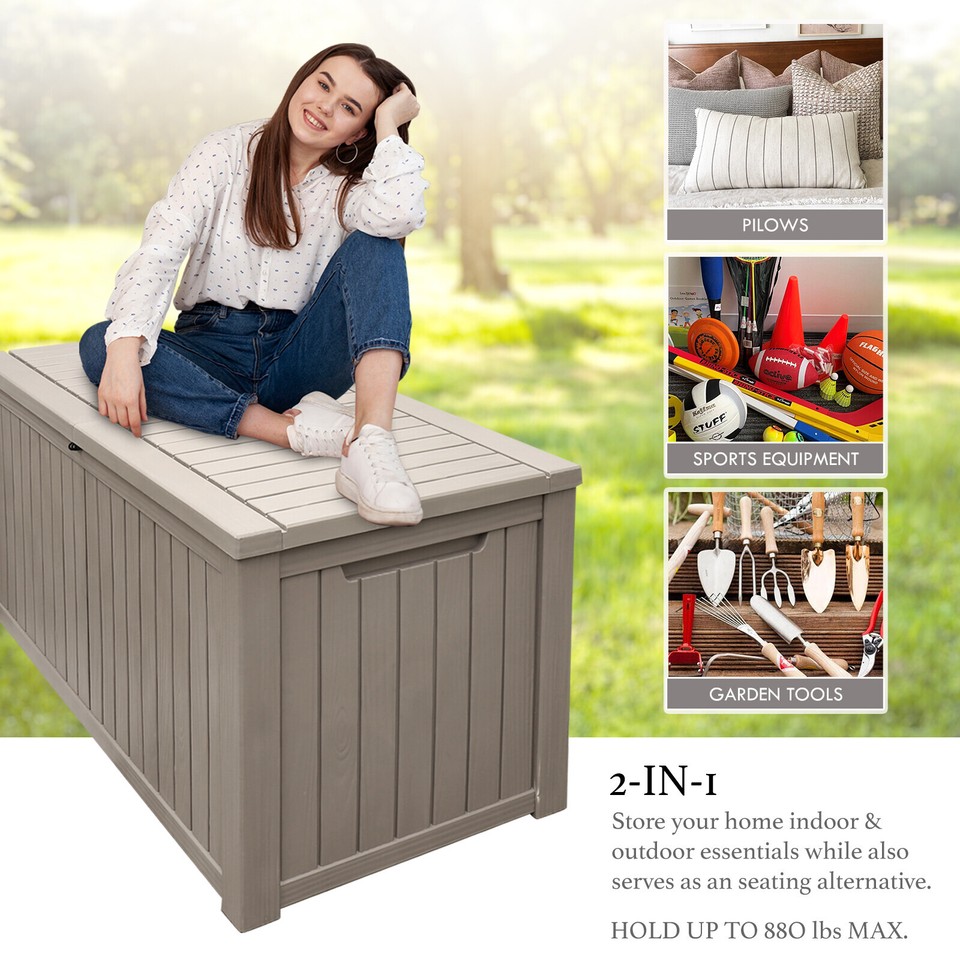 180 Gallon Deck Box Storage Outdoor Patio Chest Organizer Furniture ...