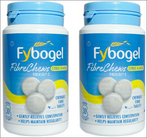 2 x Tubs Fybogel Fibre Chews Supplement. 30 Chewable Tablets per Tub ...