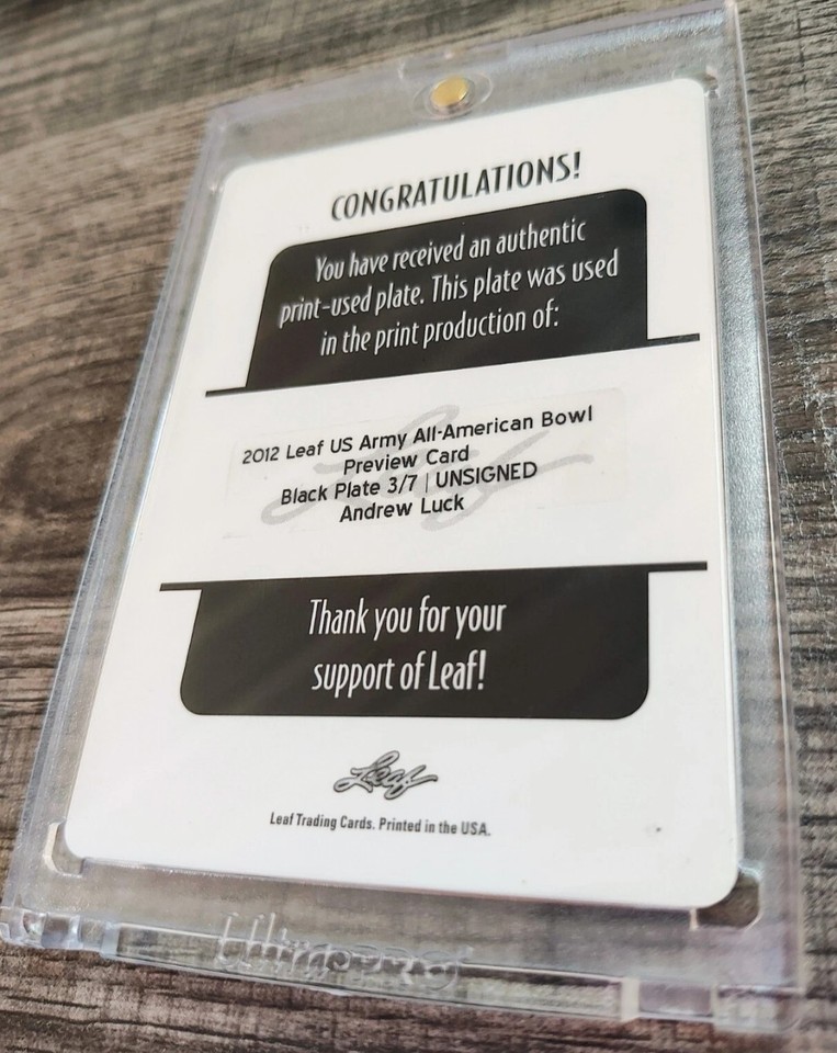 2012 Andrew Luck leaf US Army Bowl Black Printing Plate 3/7 | eBay