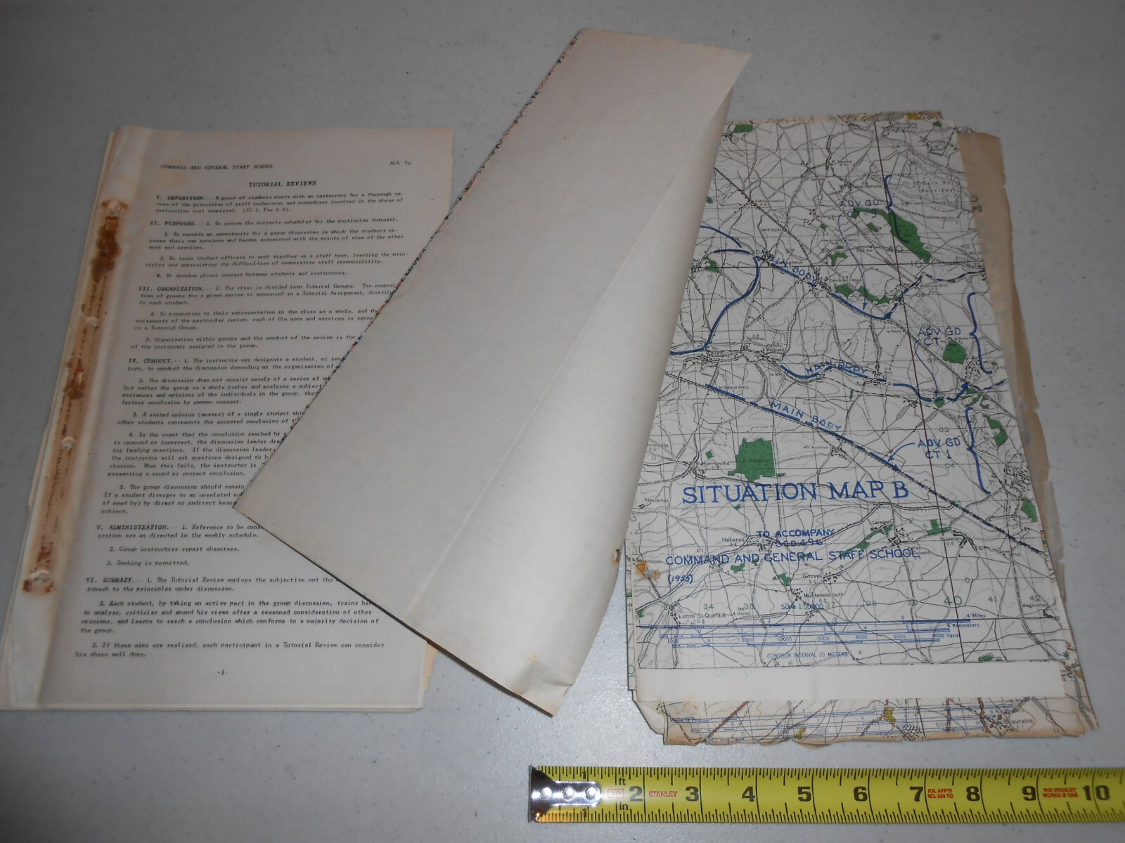 RARE COMMAND & GENERAL STAFF SCHOOL PAPERWORK MAPS FT LEAVENWORTH ARMY ...