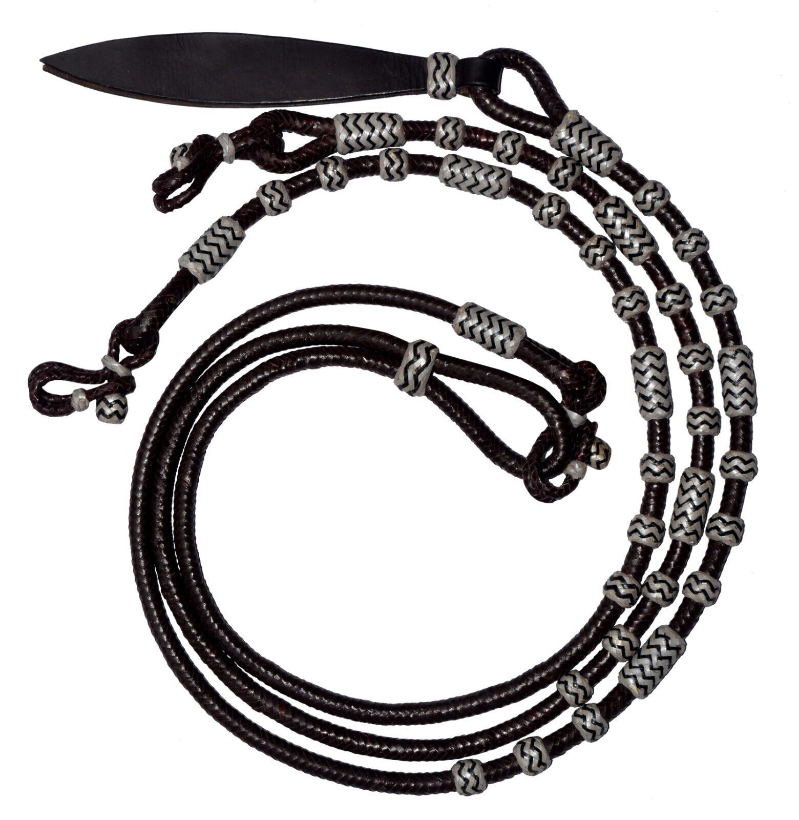 Hand Braided Rawhide Show Romel Romal Reins Horse tack Brown Rope ...