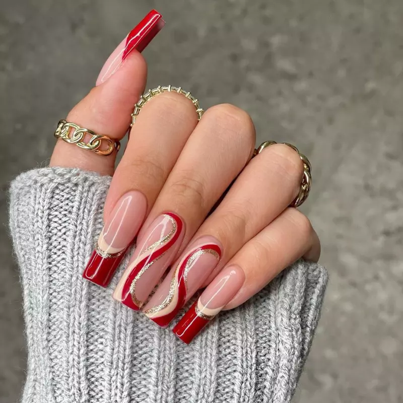 Red Nails Glitter