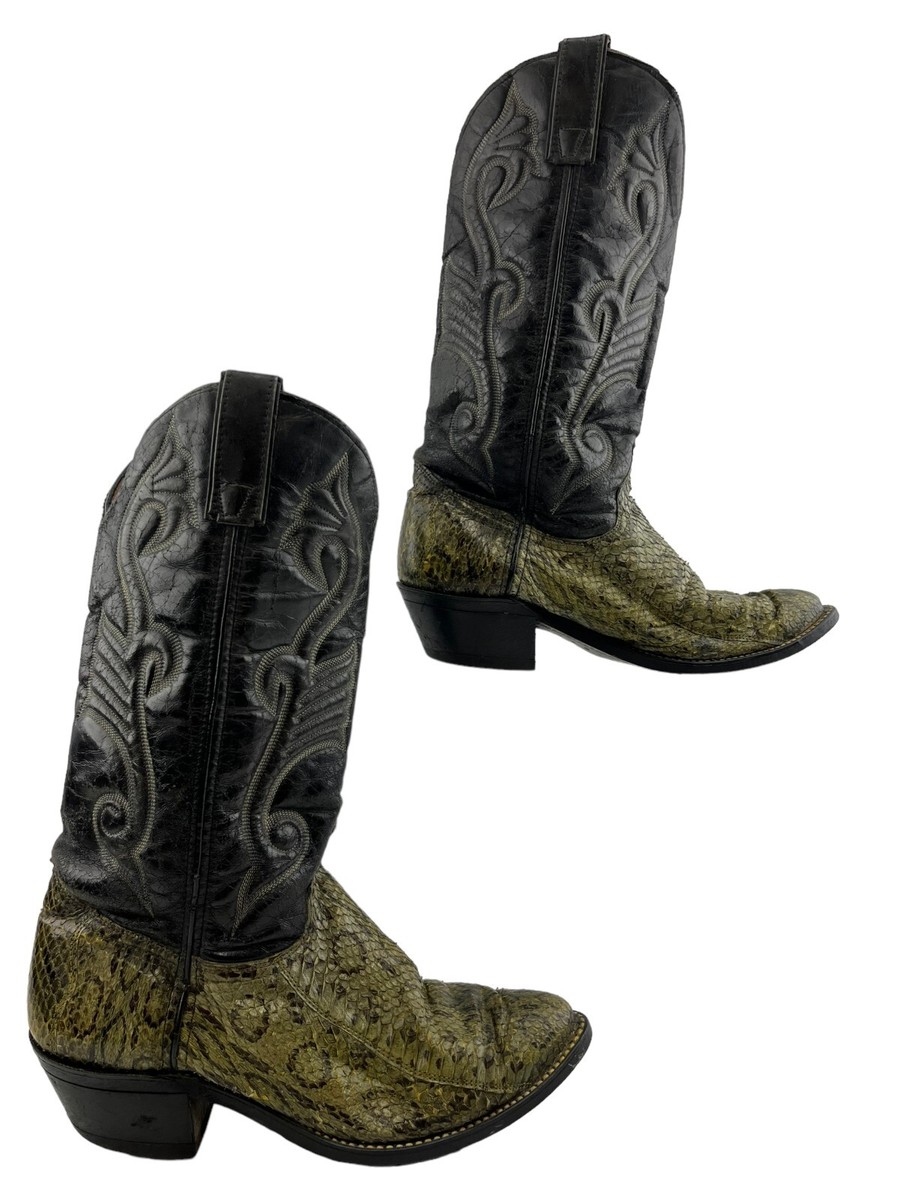 Black And Green Python Boots
