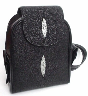 Black Stingray Backpack, Genuine Stingray Leather Bag, Stingray Leather ...
