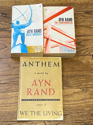 Ayn Rand Book Lot Paperback Anthem, Atlas Shrugged, Fountainhead ...