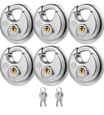 70MM DISC PADLOCK SHACKLE STAINLESS STEEL 2 KEYS WATERPROOF HARDENED ...