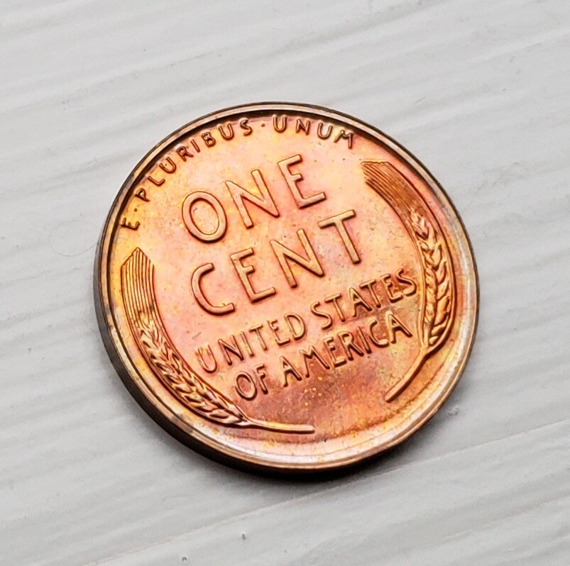 1957 Rainbow Pink Silver Toned Proof Lincoln Wheat Cent Penny Great ...