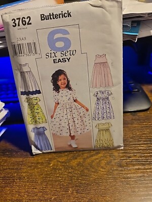 Butterick 3762 Size 2-5 Six Sew Easy Girl's Dress UNCUT Sewing Pattern ...