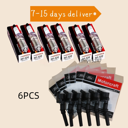 6PCS Motorcraft Ignition Coil DG520 Spark Plug SP520 For 2010-14 Edge 3 ...