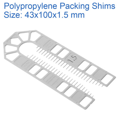 1.5mm WHITE 43mm x 100mm PLASTIC PACKERS U SHIMS PAILS POLYPROPYLENE ...
