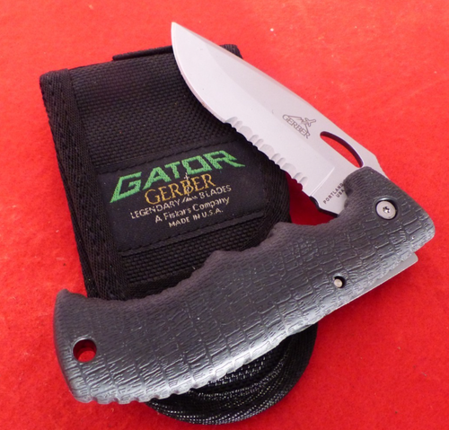 Gerber USA Made 5" Closed 650 Gator Lockback Lock Blade Sheath Knife ...