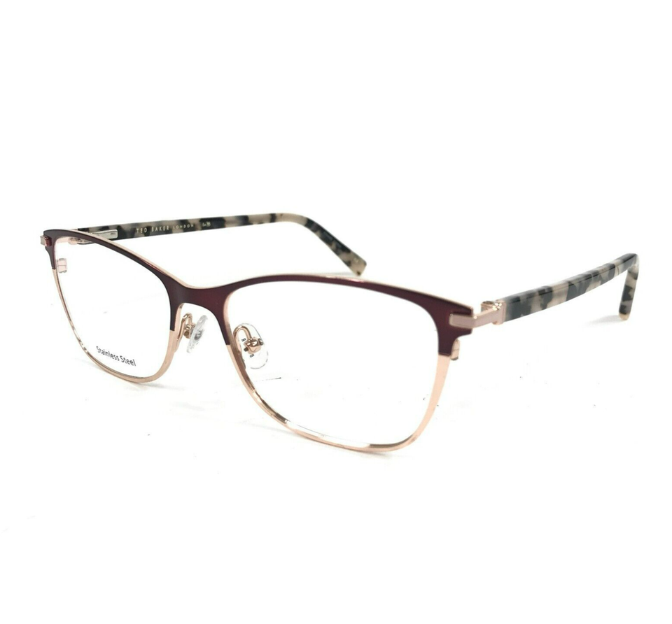 Ted Baker Eyeglasses Frames TW510 BUR Burgundy Tortoise Gold Cat Eye 51 ...