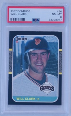 1987 Donruss Will Clark Rookie RC #66 PSA 8 NM-MT San Francisco Giants ...