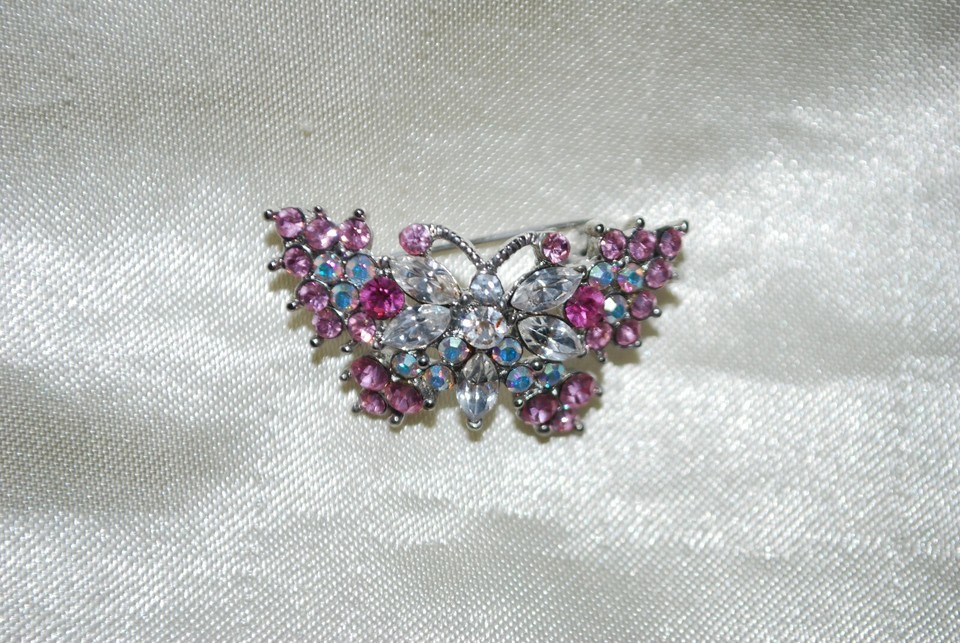 Pink AB Crystal Butterfly Pin Brooch Cocoon Dragonfly Wings Flower Garden B8 | eBay