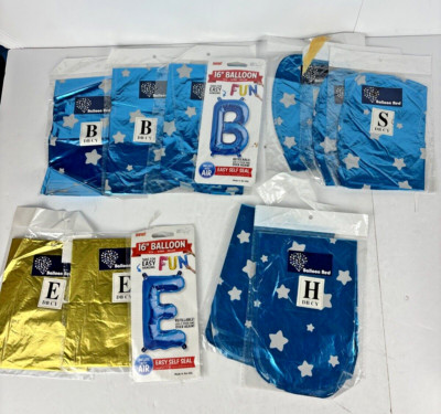 16" Foil Mylar Balloon Misc. Letters, Lot of 12, 4/B, 3/E, 3/S, 2/H | eBay