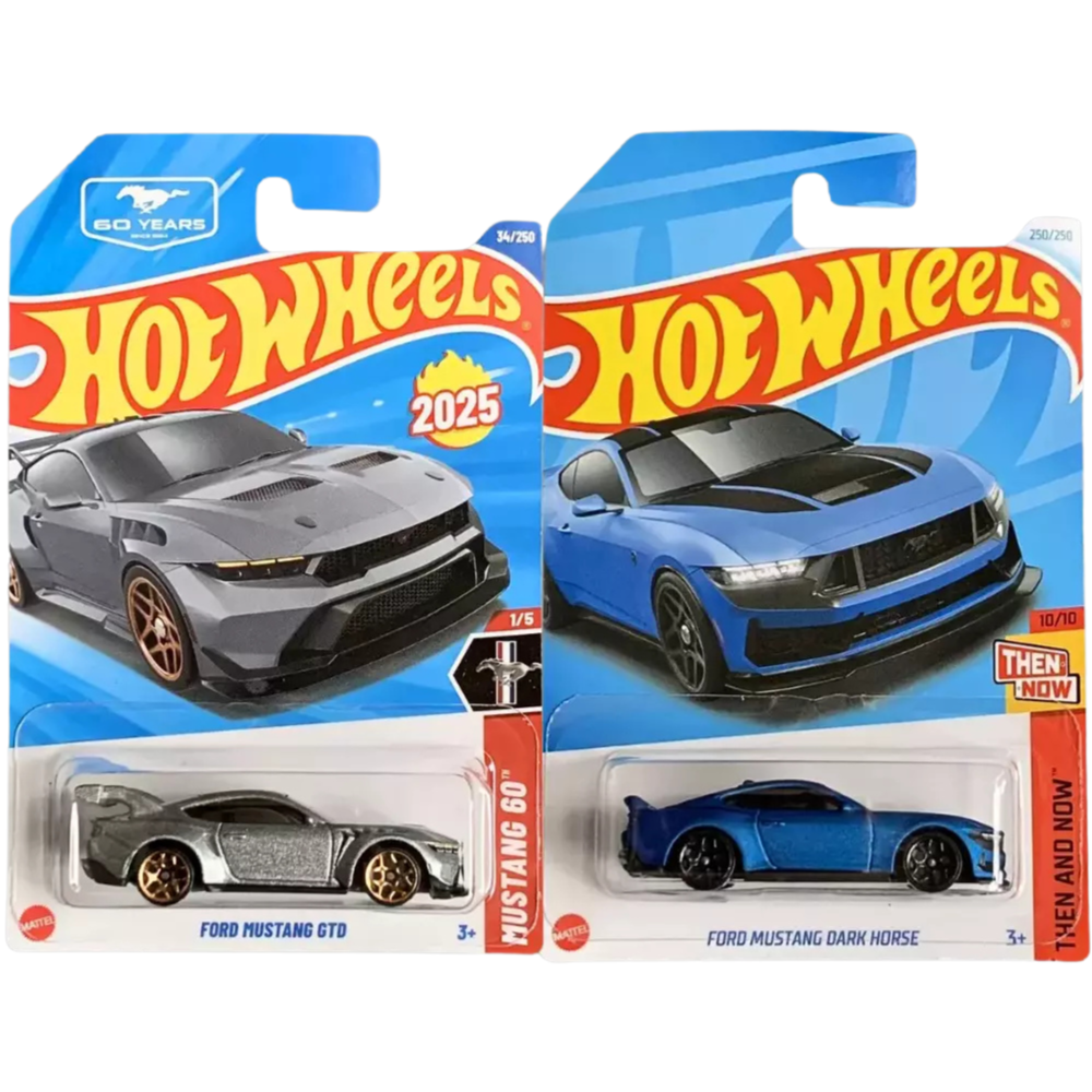 2 PCS Combo Hot Wheels Ford Mustang Dark Horse and GTD New Case A/B 2025 | eBay