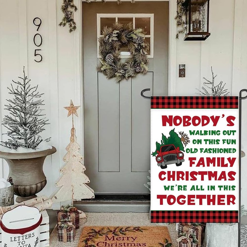 Funny Vacation Garden Flag Griswold Banner Double Sided Winter Xmas ...