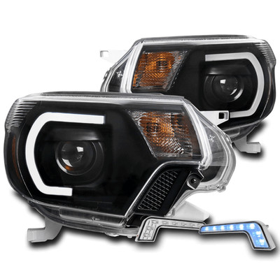 FOR 2012-2015 TOYOTA TACOMA MONO-EYE BLACK LED PROJECTOR HEADLIGHT+BLUE ...