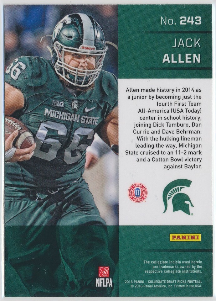Jack Allen - Michigan State Spartans - 2016 Prizm Draft Picks - RC ...