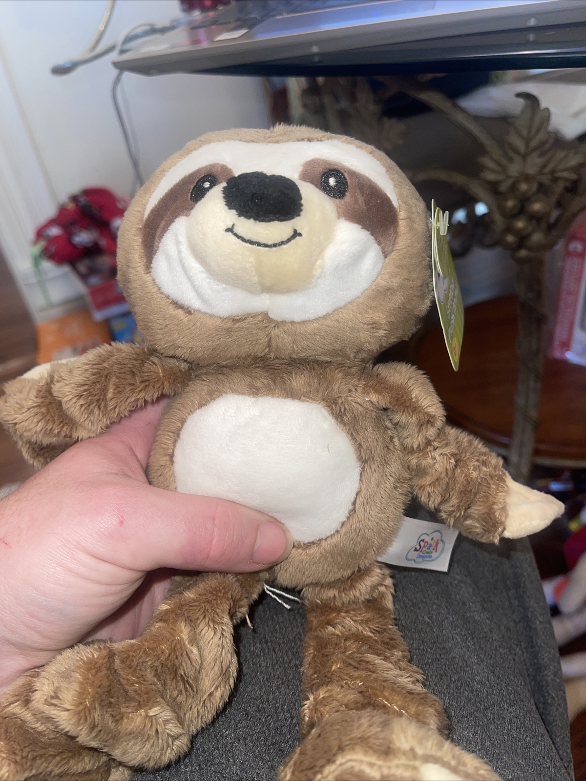 Spark Create Imagine Brown Sloth Plush Rattle Stretchy Squeaker Crinkle ...