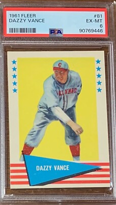 1961 Fleer Baseball #81 Dazzy Vance Cincinnati Redlegs PSA 6 Nicely ...