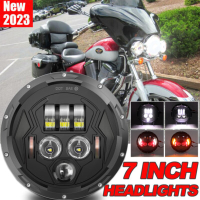 For Victory V92 C/SC/TC Kingpin Vegas 7" LED Headlight Assembly Turn ...