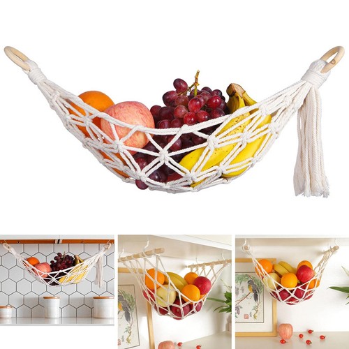Fruit Hammock Net Shelf Storage Hanging Basket For Kitchen Saving ...