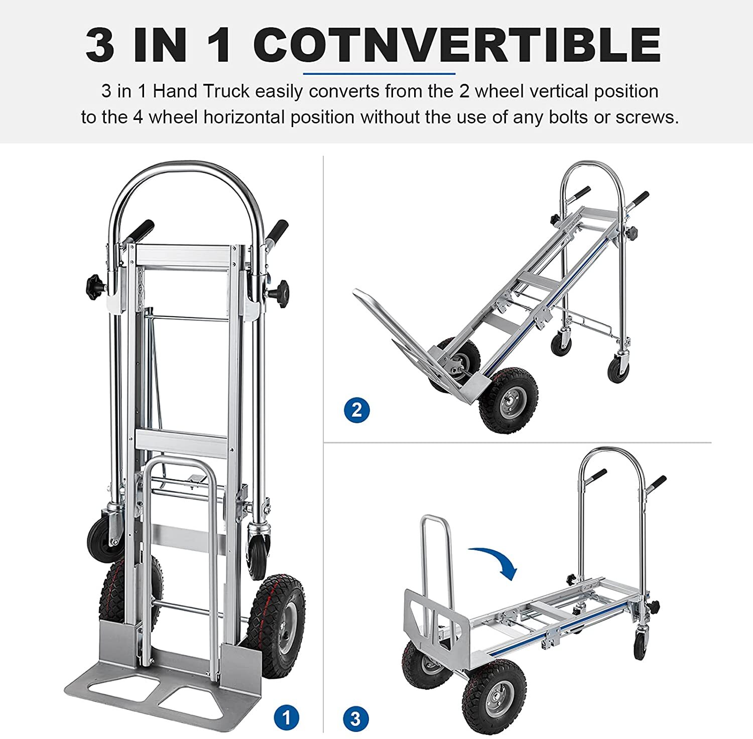 Heavy Duty Aluminum Hand Truck Convertible Stair Climber Folding Dolly ...