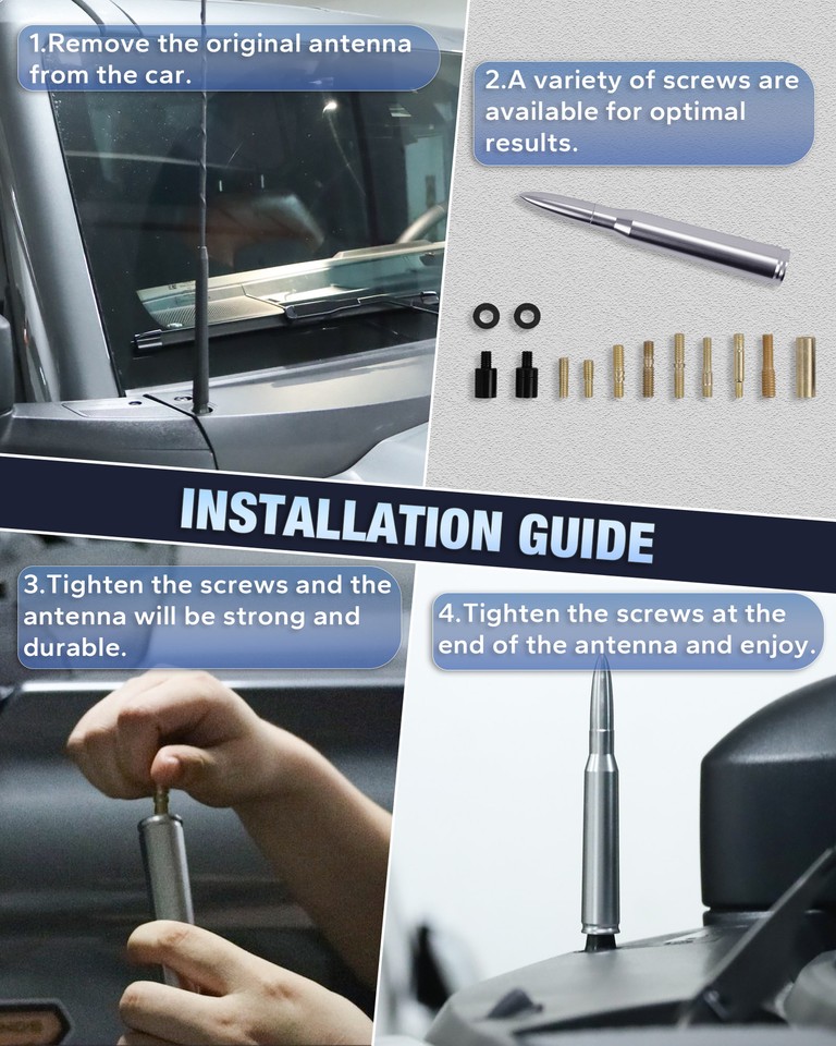 Bullet Antenna 50 Cal Caliber For Truck Dodge Ram 1500 Ford F150 Raptor ...