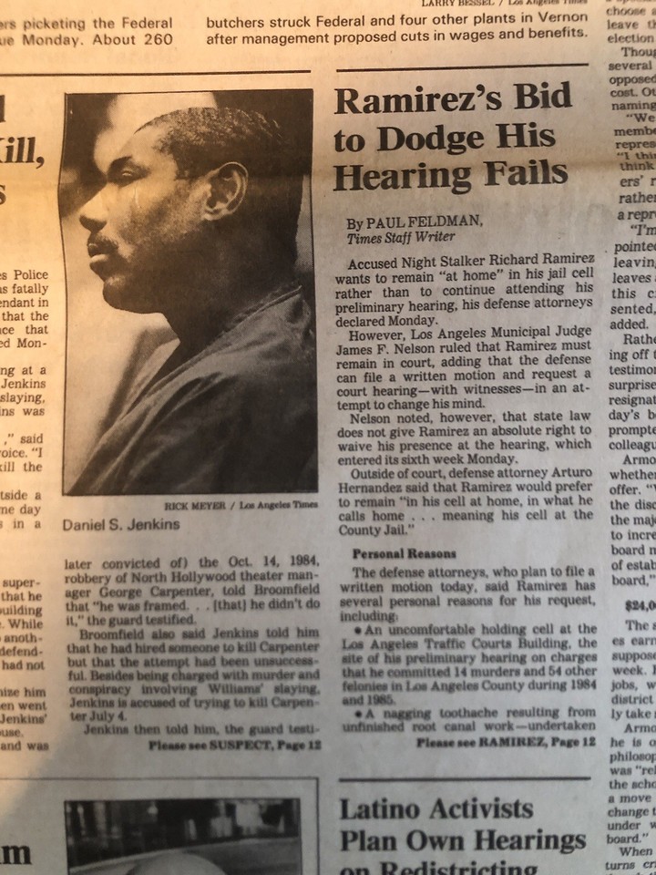 Richard Ramirez, the ‘Night Stalker’, Los Angeles Times. 1986 | eBay
