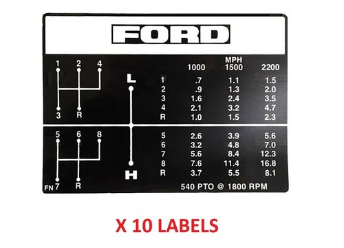 10X 8 SPEED TRANSMISSION SHIFT PATTERN DECAL FITS FORD 4000 4600 ...