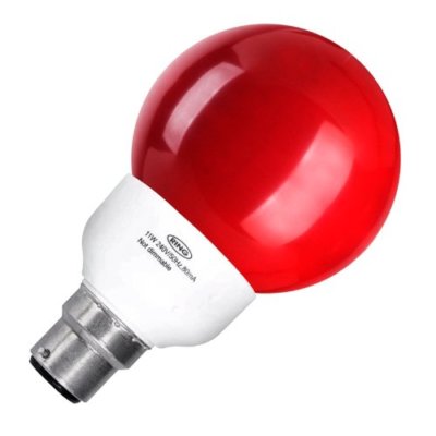 11w Energy Saving BC Globe CFL Red Coloured Fireglow Bulb | eBay UK