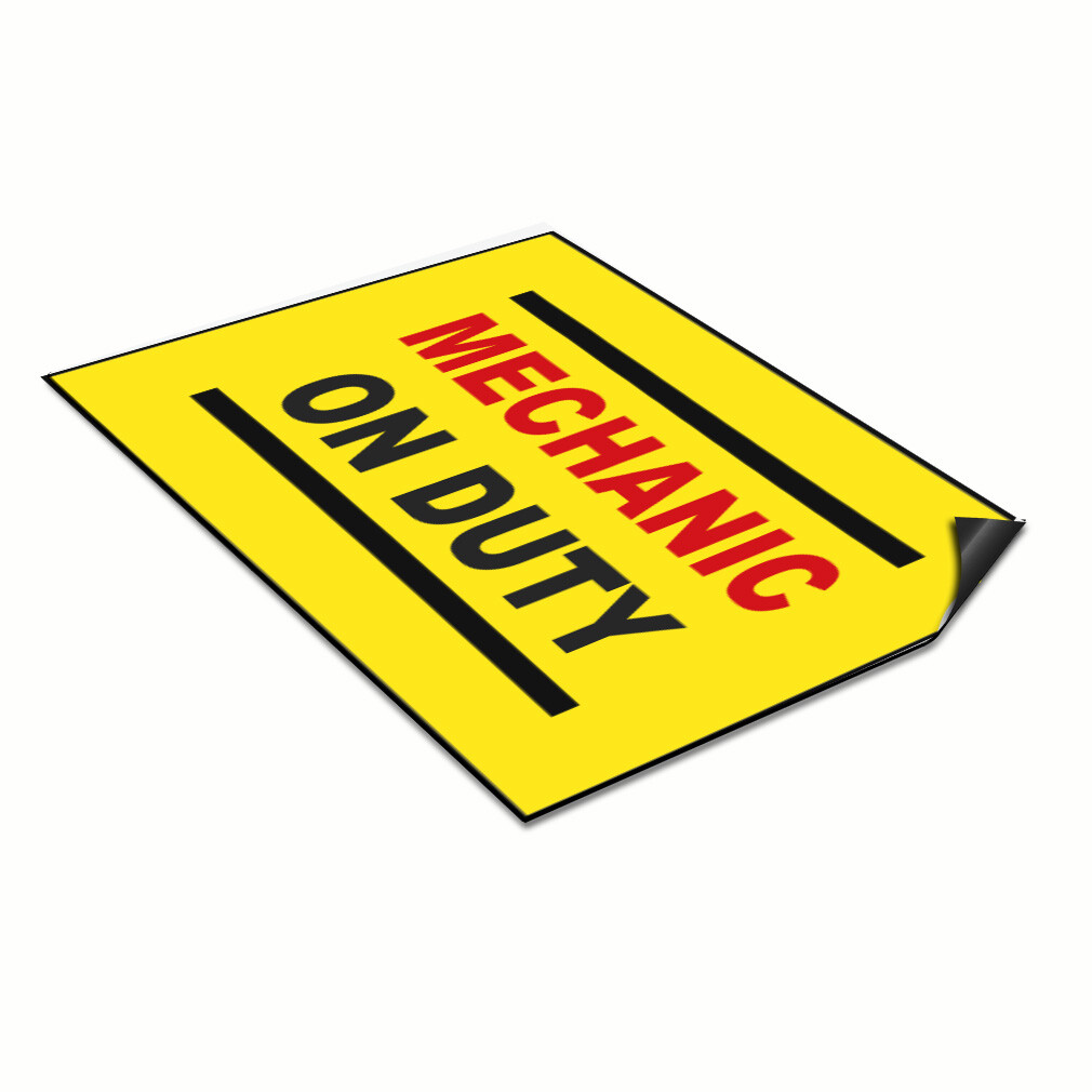 Car Magnet Set of 2 Mechanic on Duty Yellow 4 Car Industrial Sign | eBay