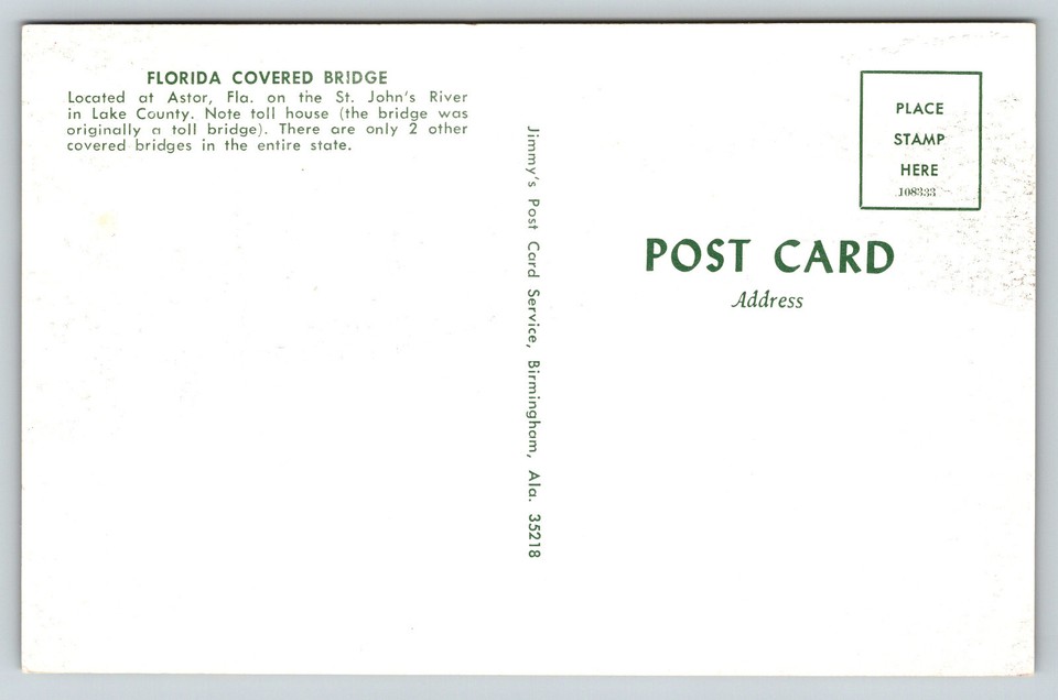 Astor Florida Covered Bridge St. Johns River Toll House Postcard | eBay