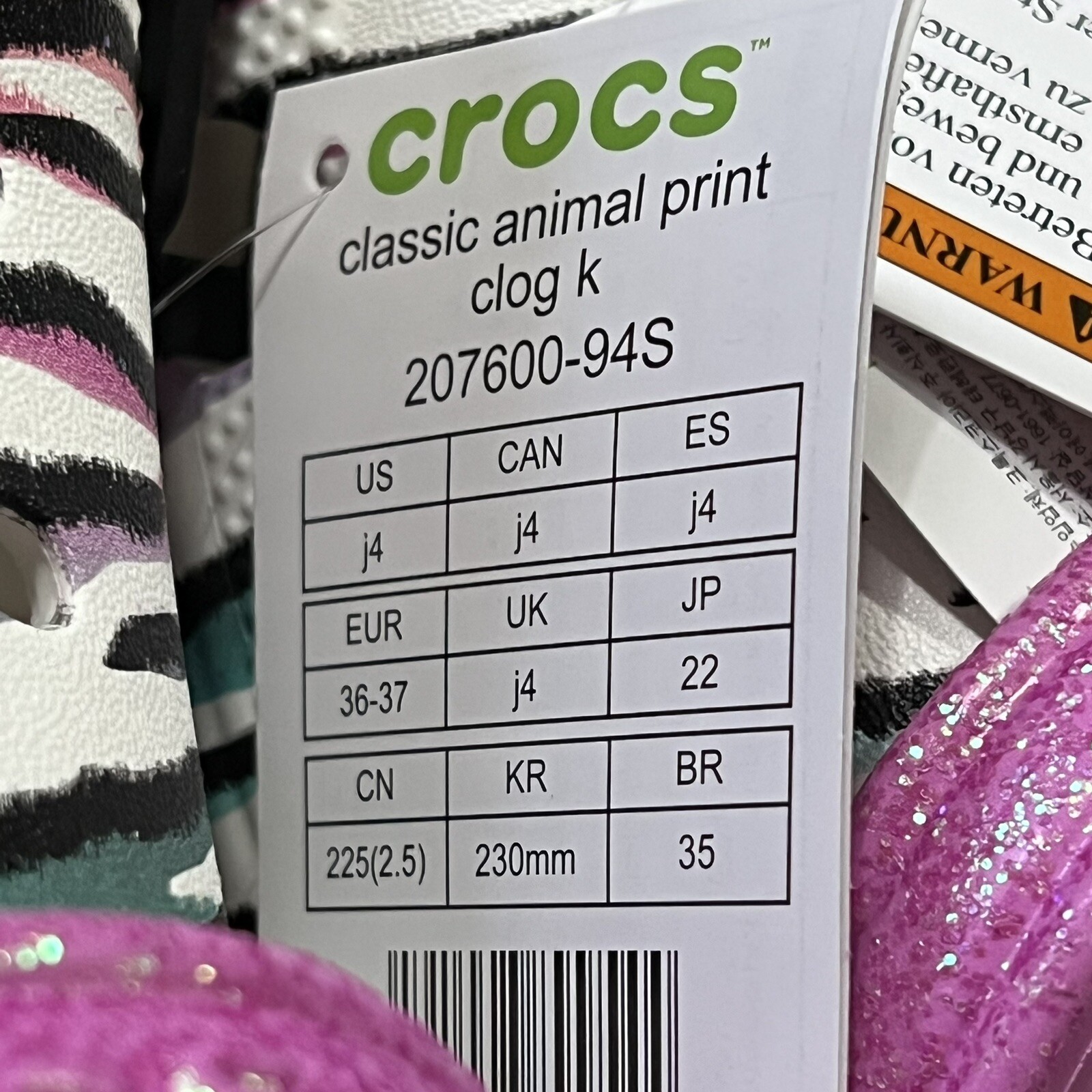 Kids Crocs Classic Animal Print Clogs Glitter Sandals Multi/white US ...