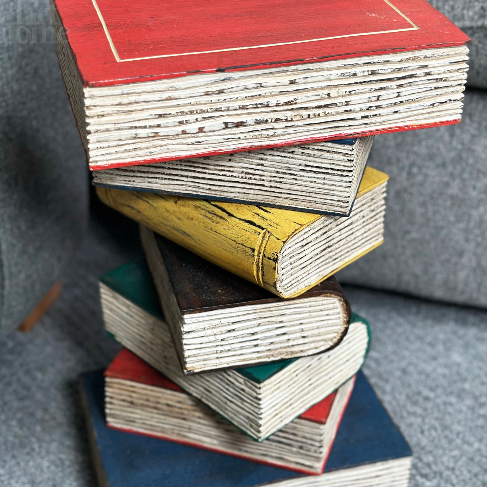 Coloured Book Stack Table Hand Carved Solid Wood Side End Coffee Stand ...